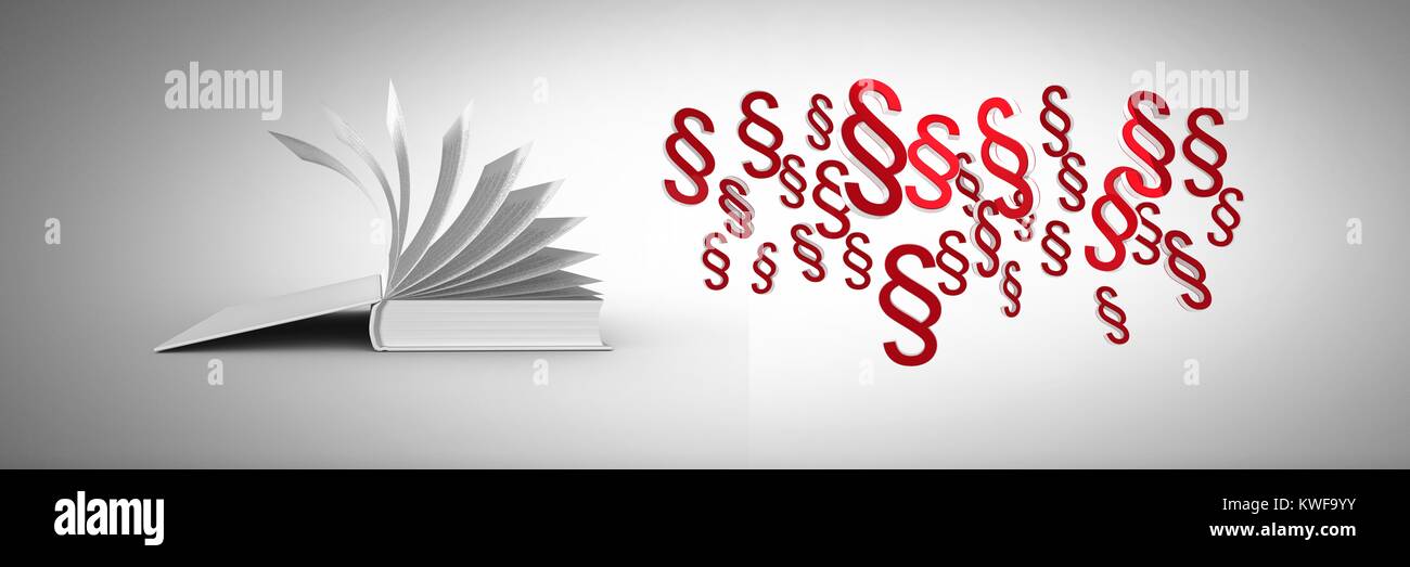 3D Section symbol icons and open book page turning Stock Photo - Alamy