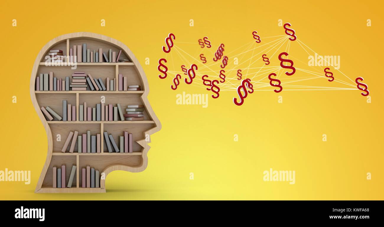 3D Section symbol icons and book case head Stock Photo - Alamy