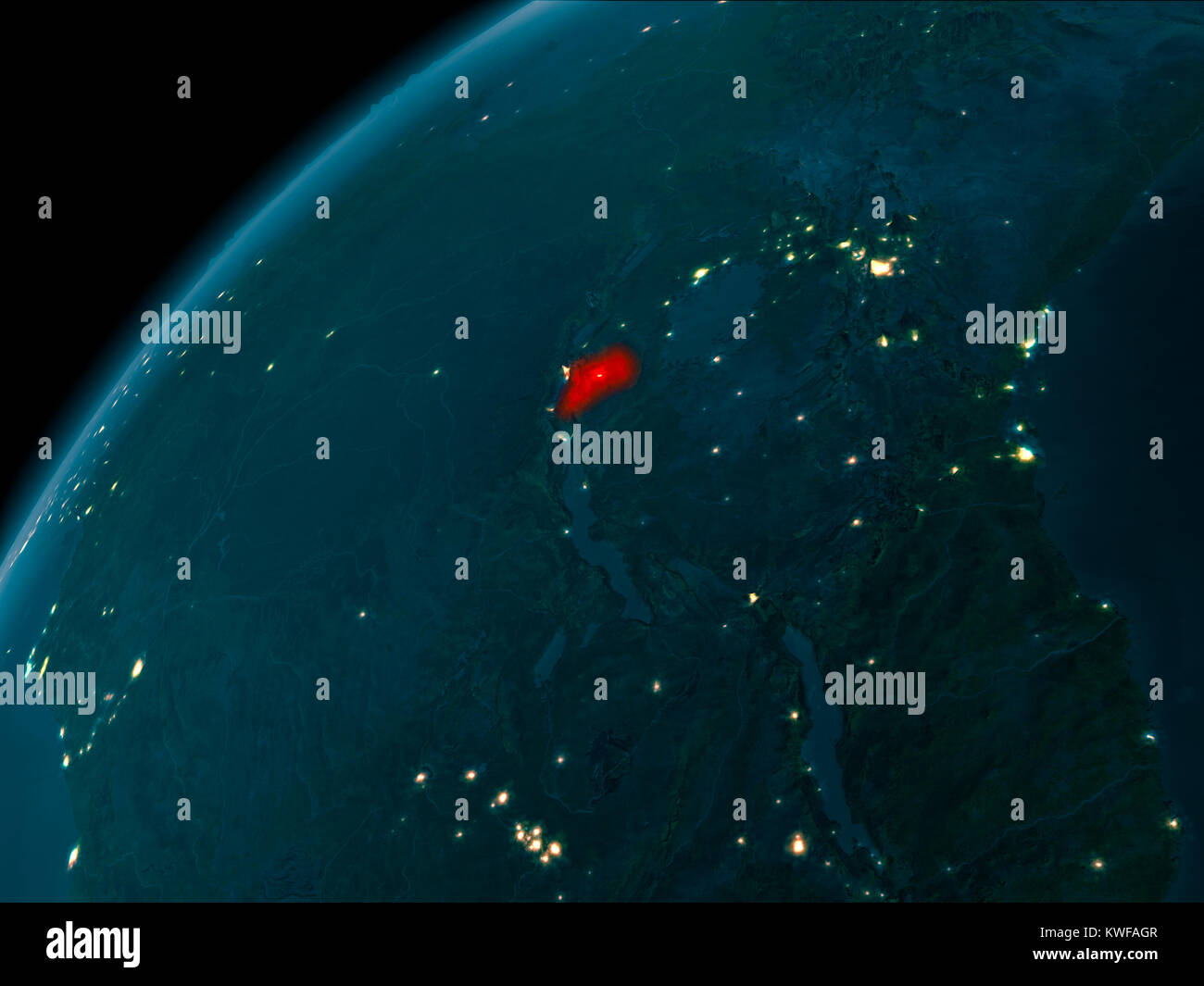 Highlighted satellite image of rwanda hi-res stock photography and ...
