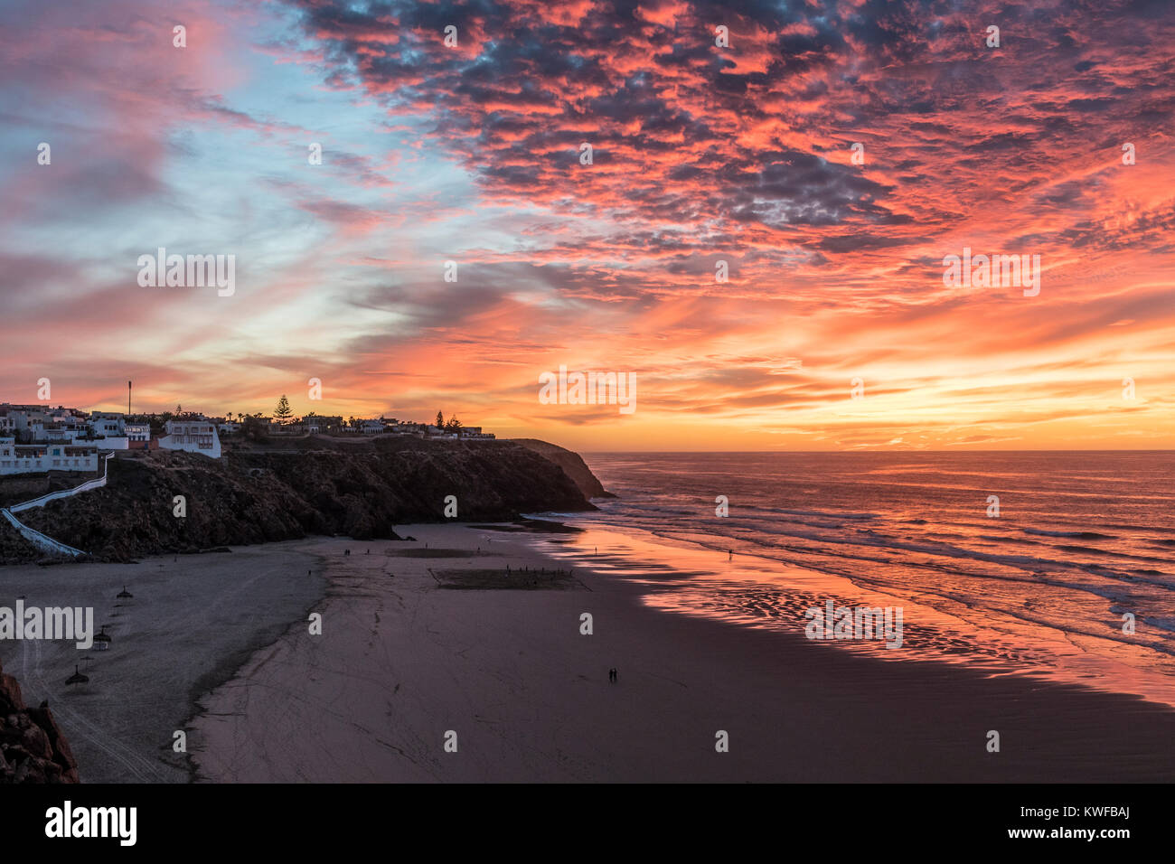 Sunset at Mirleft beach, Moroccan Atlantic Coast Stock Photo - Alamy