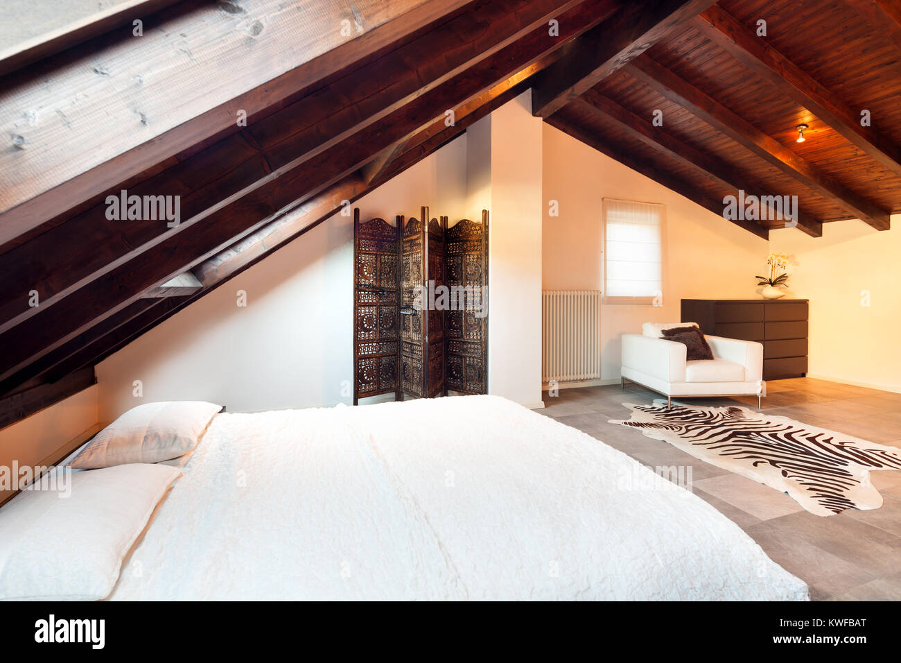 Interior, beautiful loft, luxurious bedroom Stock Photo - Alamy