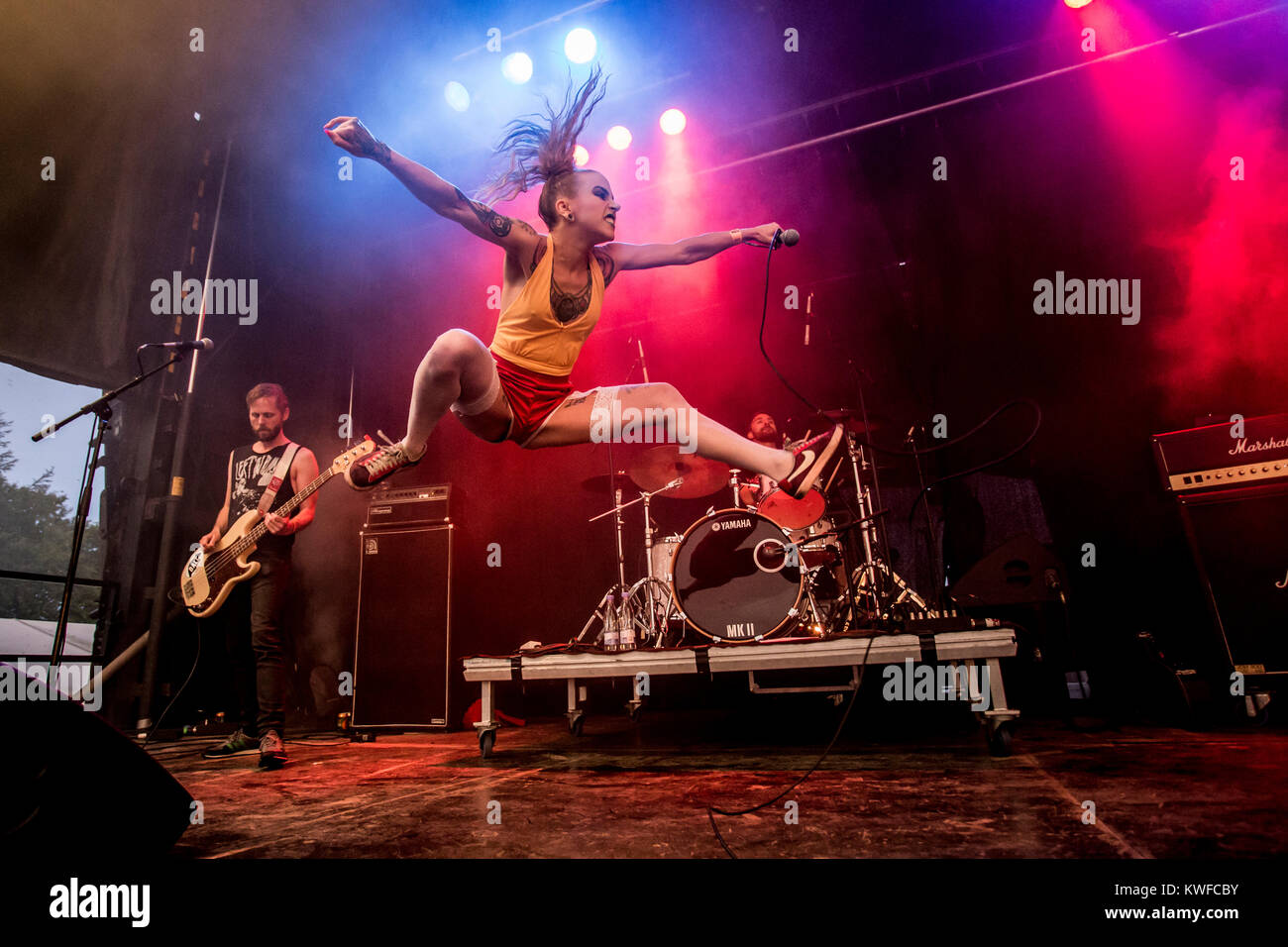 The Swedish punk band Slöa Knivar performs a live concert at the Rising ...