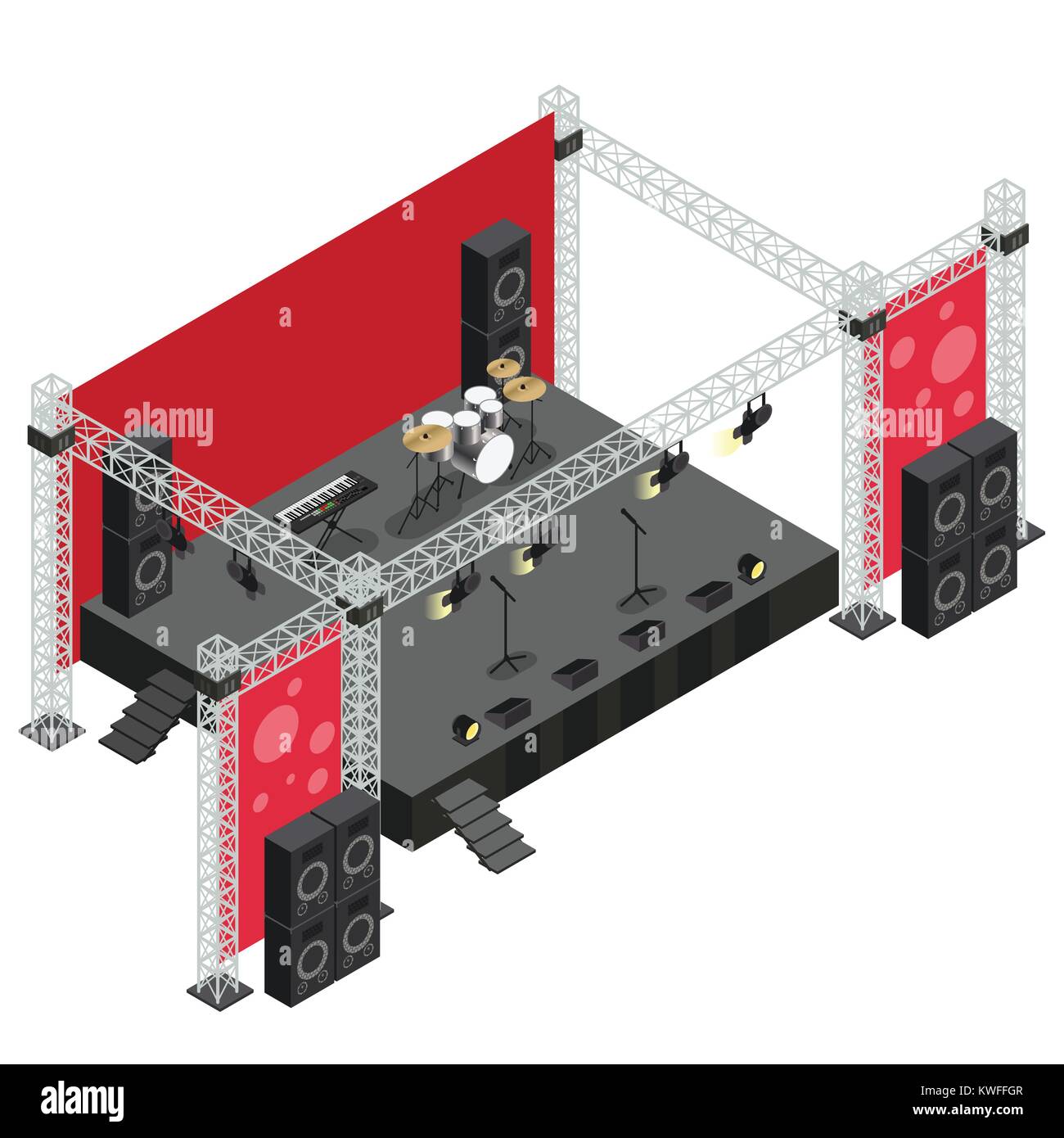 A vector illustration of Concert Stage in Isometric Stock Vector Image ...