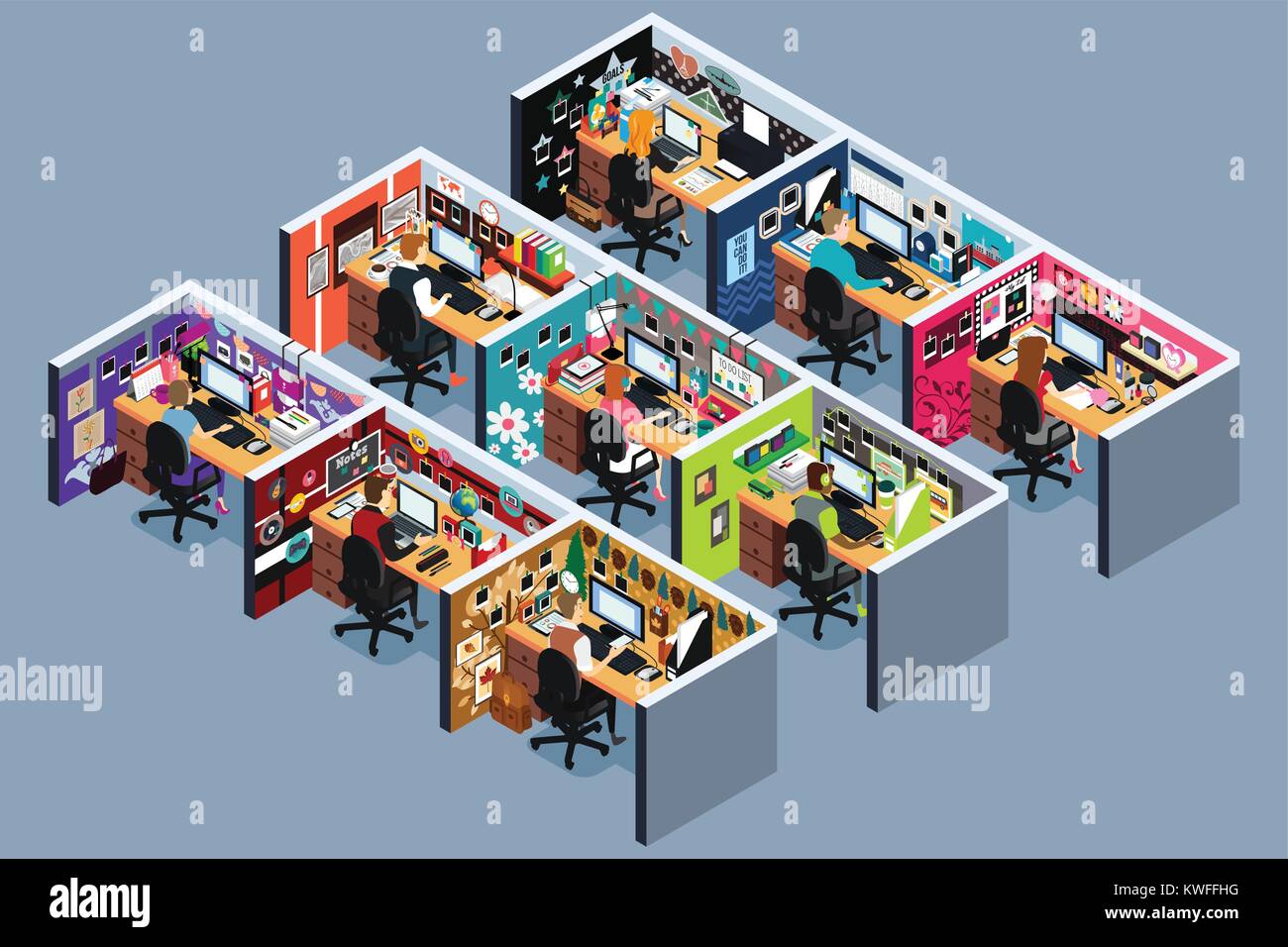 Modern office cubicles Stock Vector Images - Alamy