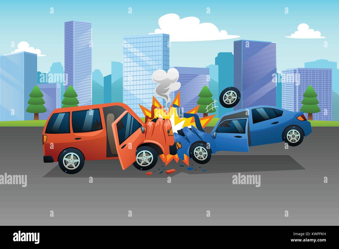 Two car crash cartoon hi-res stock photography and images - Alamy