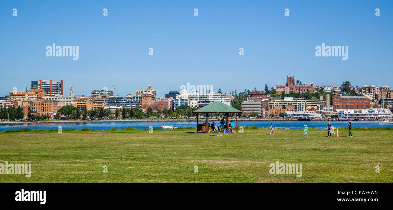 Australia, New South Wales, Hunter Region, view of Newcastle across the ...
