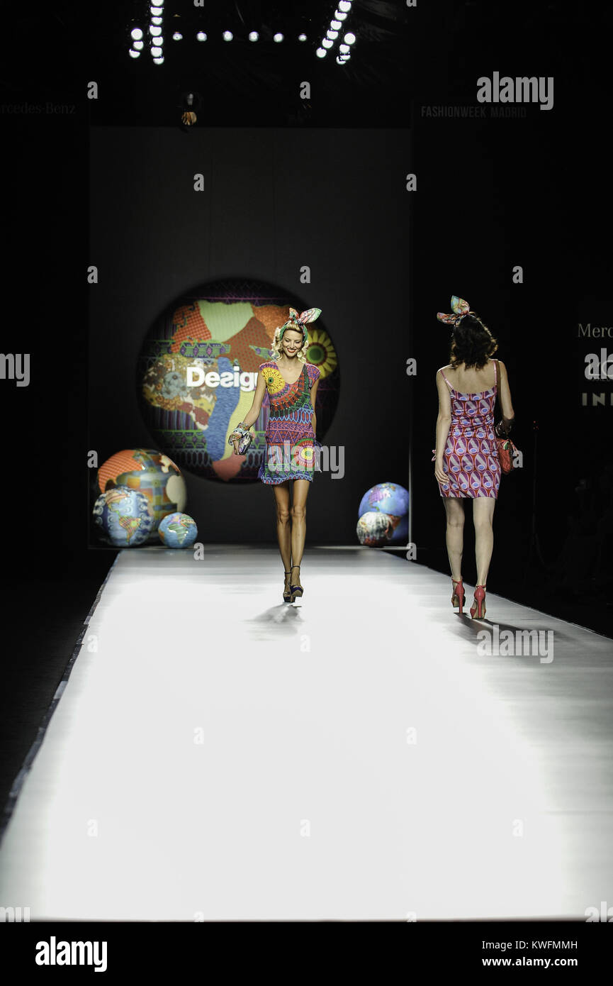 MADRID, SPAIN - SEPTEMBER 11: Model showcases designs by Desigual on ...