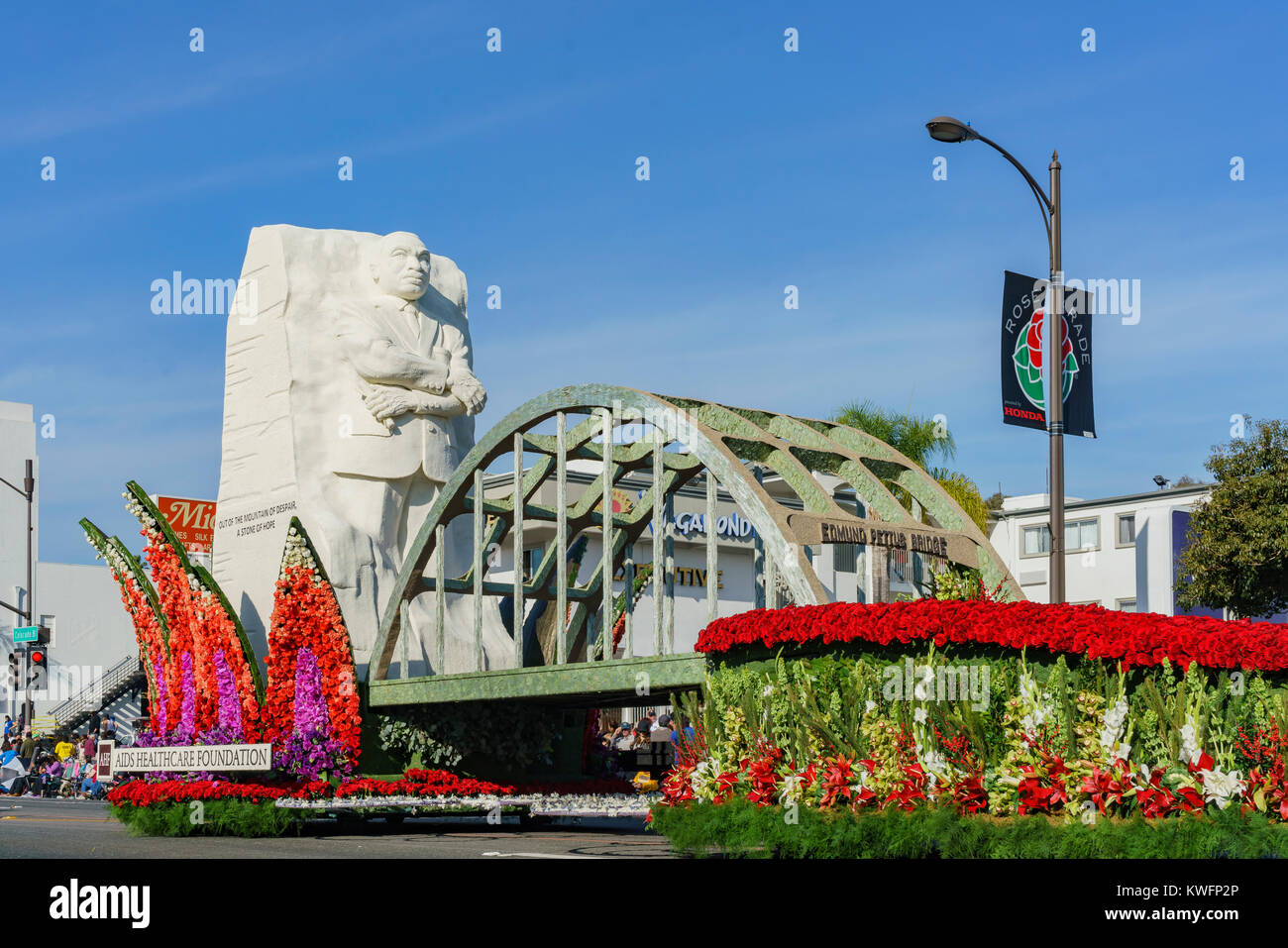 Pasadena, JAN 1: Alabama Edmund Pettus Bridge style float in the famous ...