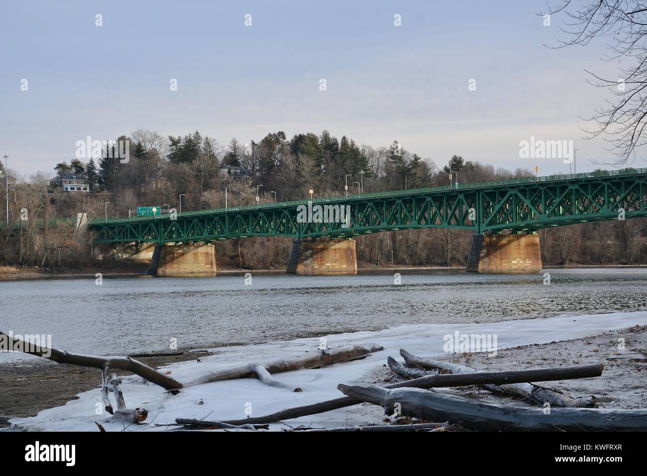 A bridge over the Connecticut River in Western Massachusetts between ...