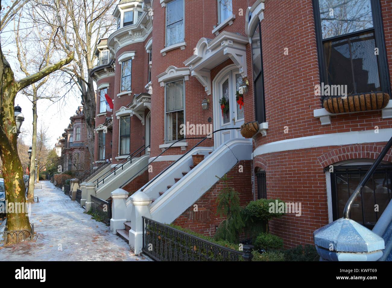The iconic Mattoon Street Victorian Row House historic district in ...