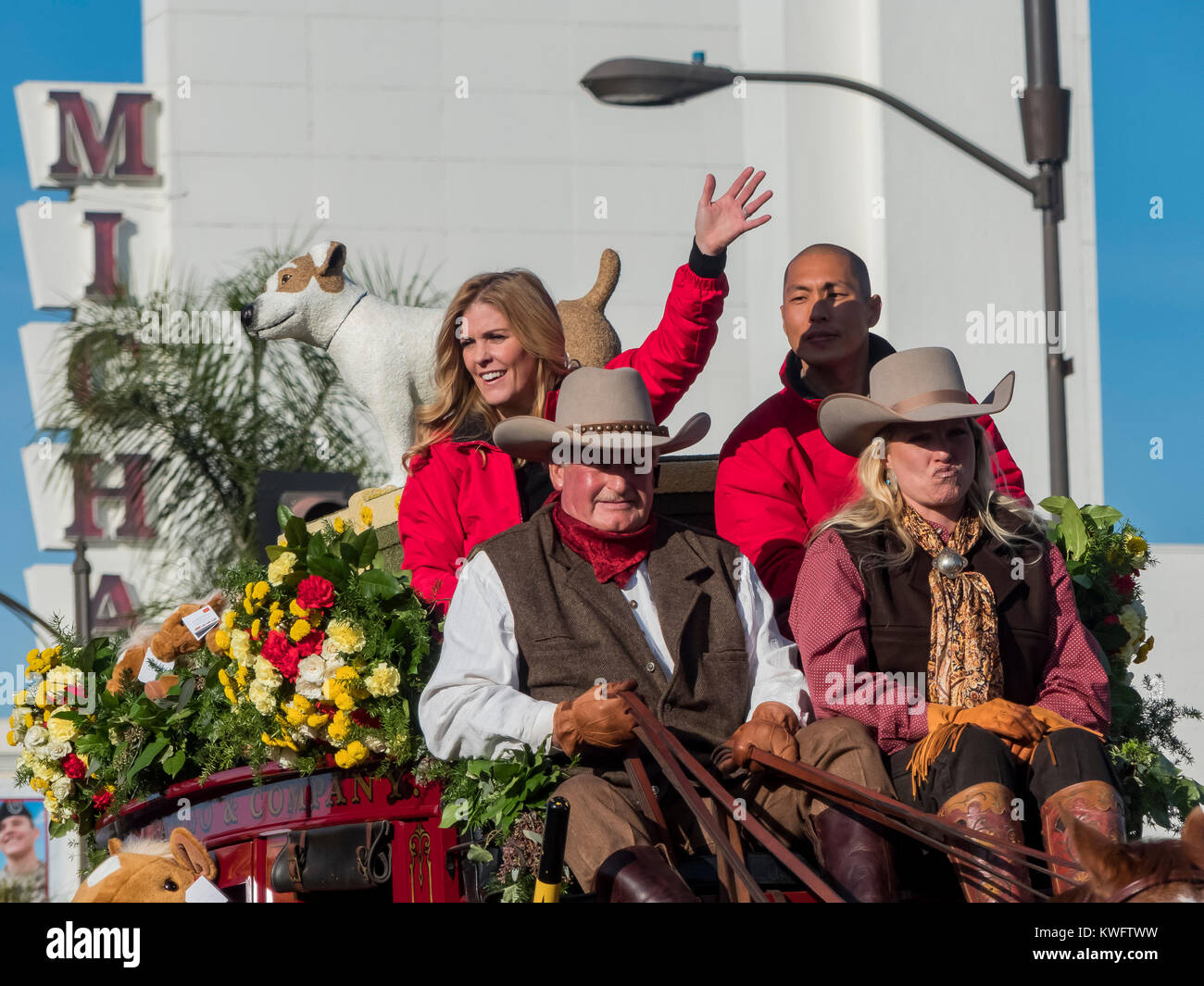 Pasadena, JAN 1: Superb horse with cowboy in the famous Rose Parade ...