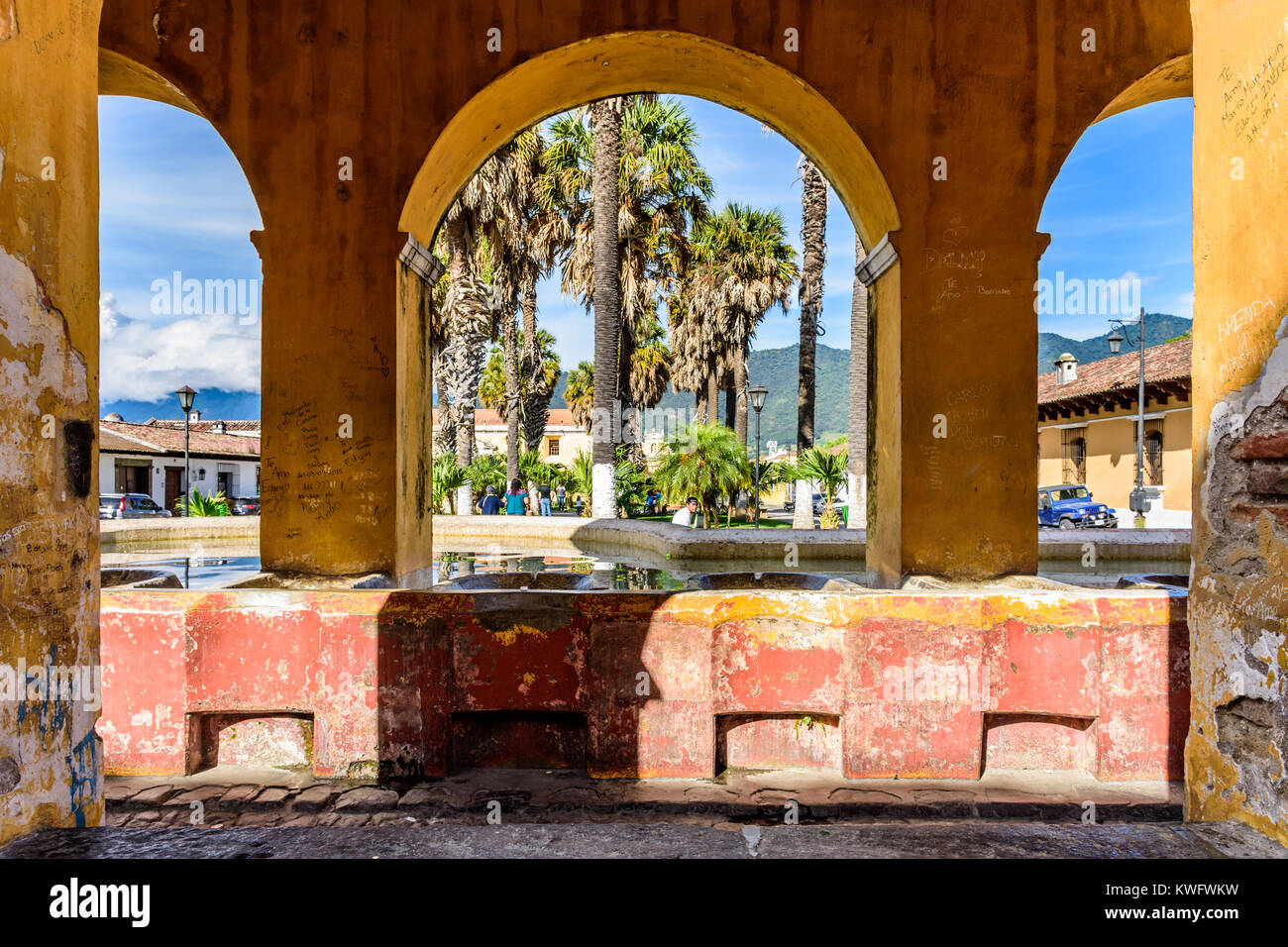 Antigua, Guatemala - October 22, 2017: Tanque de la Union public ...