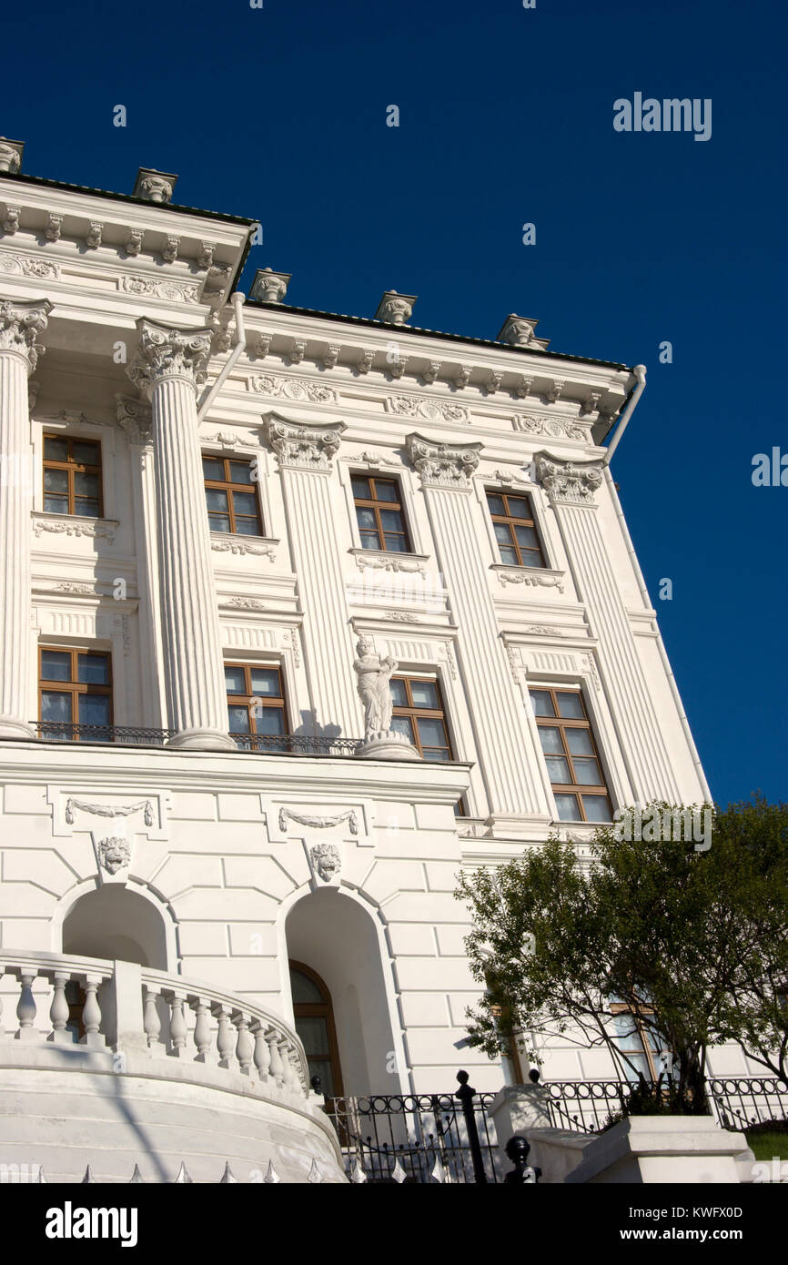 Fragment of beautiful building with columns low angle view Stock Photo ...