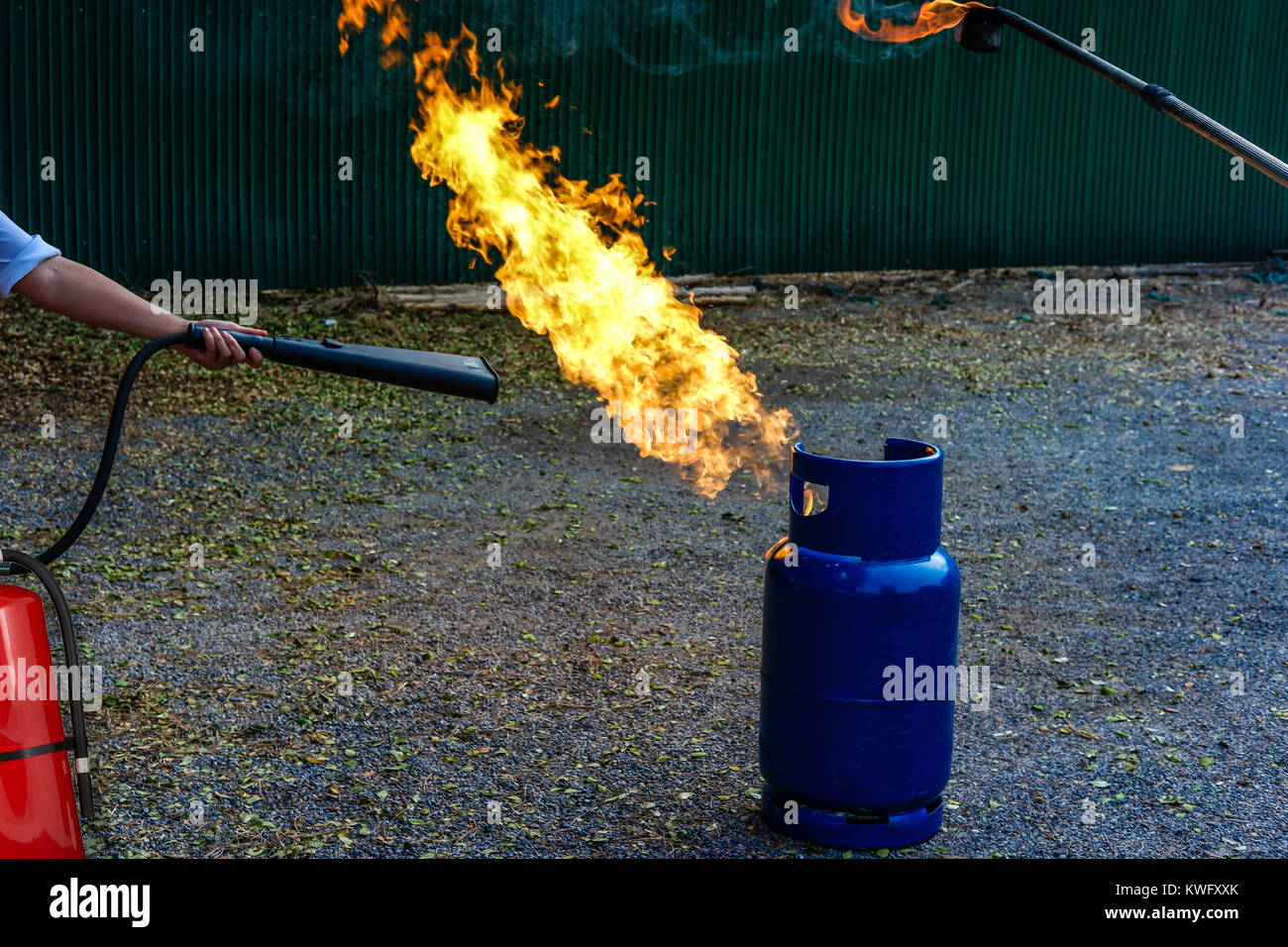 fire safety tank in the factory Practice a fire drill outdoor Many ...
