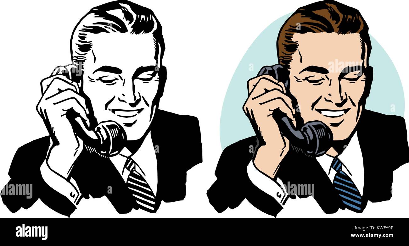 Man on telephone cartoon hi-res stock photography and images - Alamy