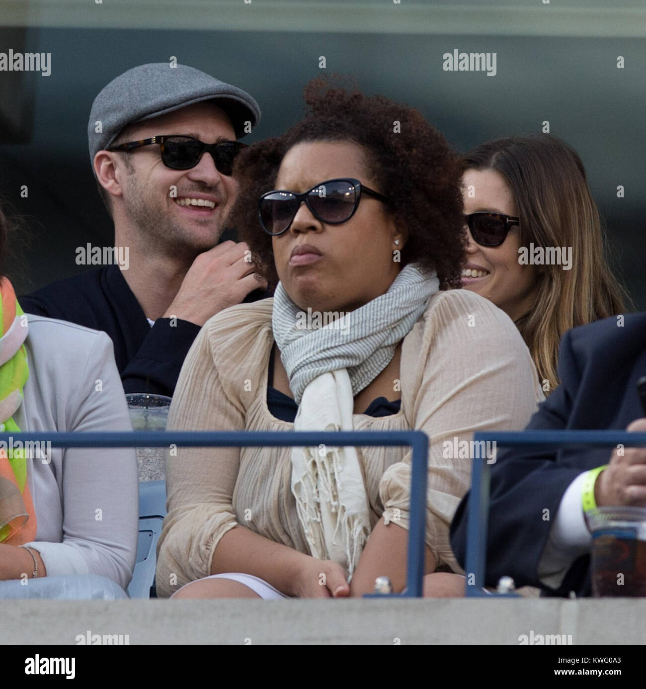 NEW YORK, NY - SEPTEMBER 09: Justin Timberlake Jessica Biel watches the ...
