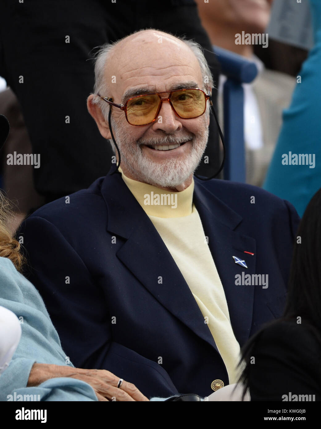 NEW YORK, NY - SEPTEMBER 09: Sean Connery watches the men's singles ...