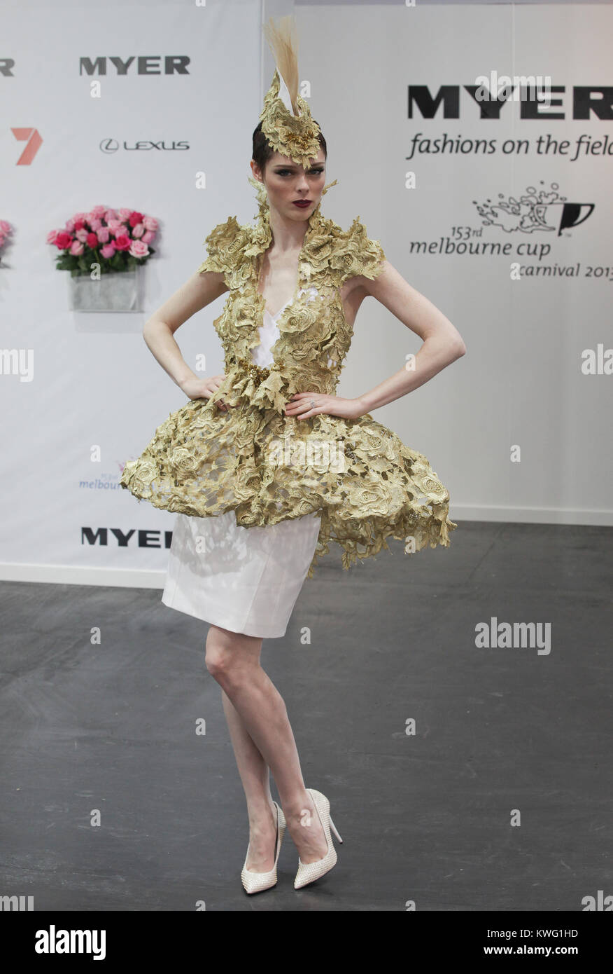 MELBOURNE, AUSTRALIA - NOVEMBER 07: Model Coco Rocha poses during Oaks ...