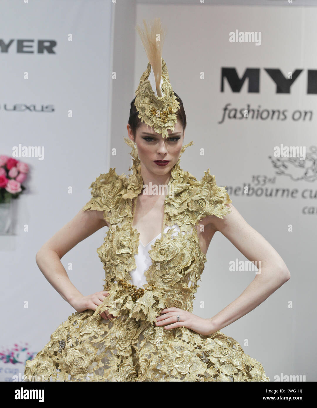 MELBOURNE, AUSTRALIA - NOVEMBER 07: Model Coco Rocha poses during Oaks ...