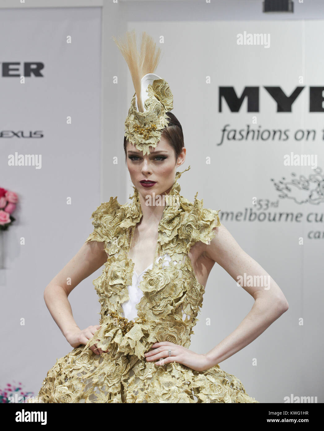 MELBOURNE, AUSTRALIA - NOVEMBER 07: Model Coco Rocha poses during Oaks ...