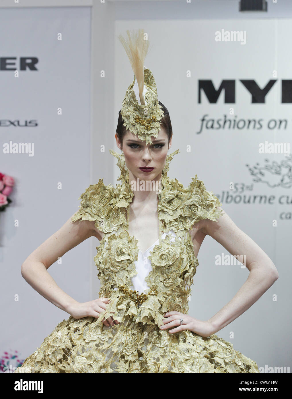 MELBOURNE, AUSTRALIA - NOVEMBER 07: Model Coco Rocha poses during Oaks ...