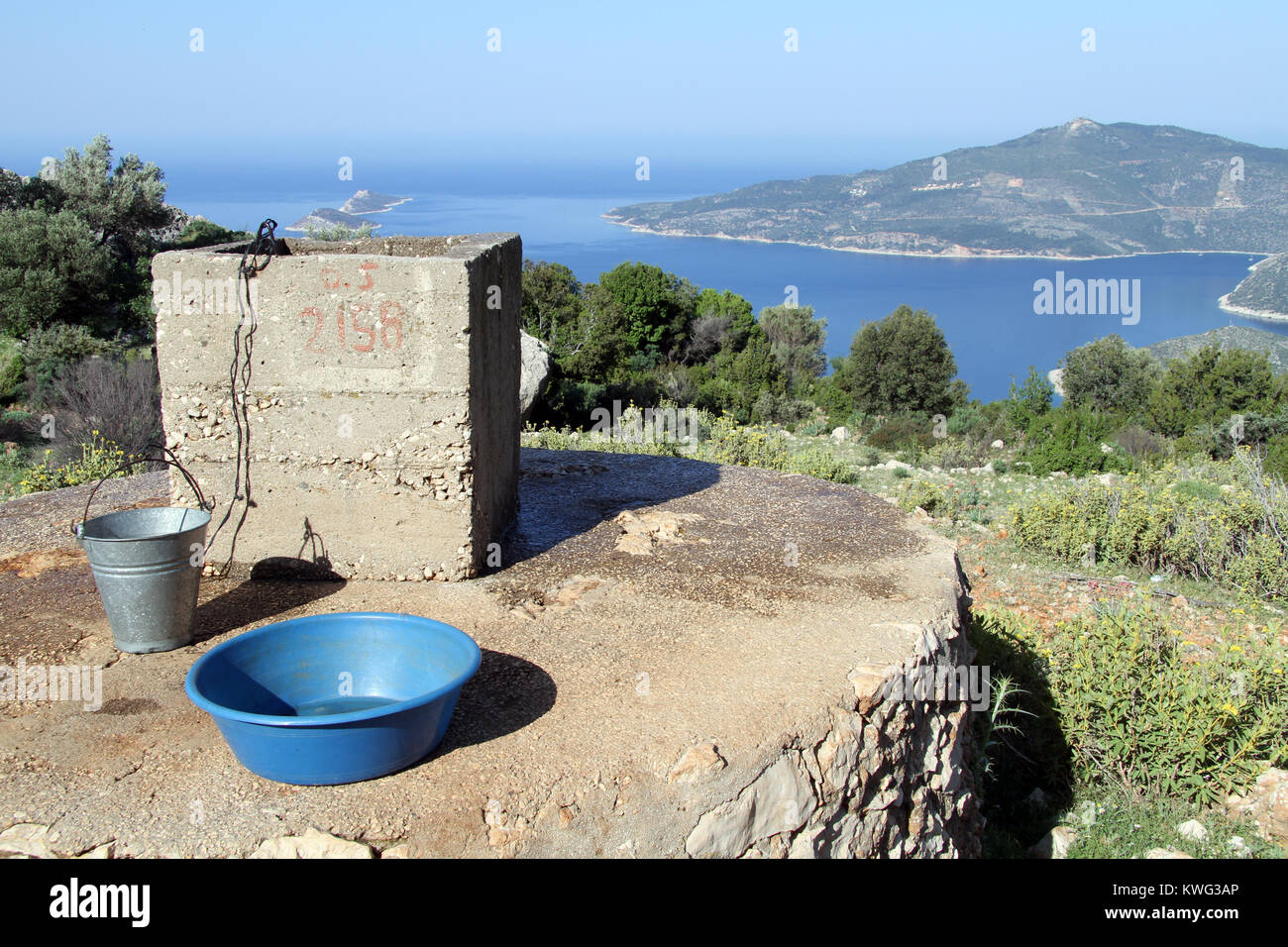 Cement well on the Mediterranean coast of Turkey Stock Photo - Alamy