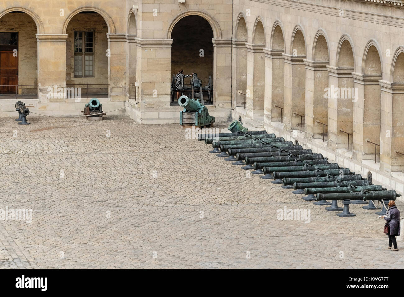 France, Paris (75), Interior courtyard of Les Invalides with ancient ...