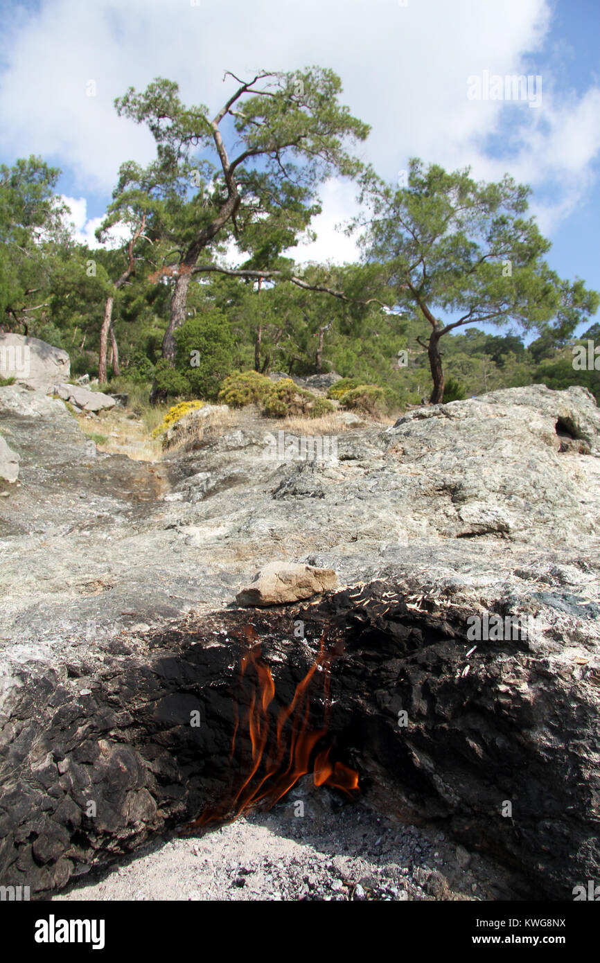 Fire and rocks near Chirali in Turkey Stock Photo - Alamy