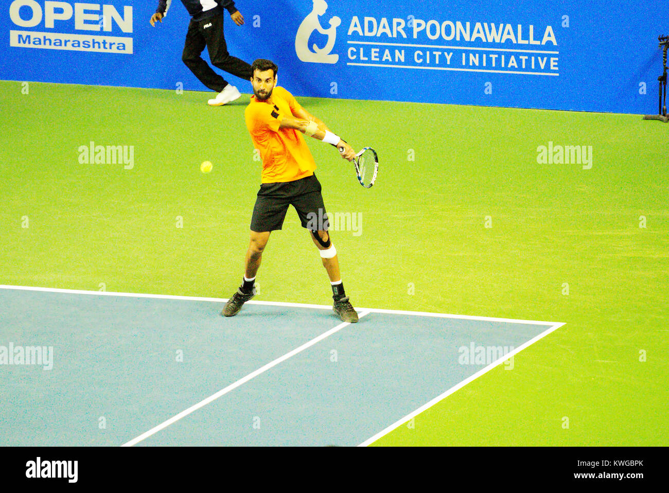 Pune, India. 2nd Jan, 2018. Yuki Bhambri of India in action in the ...