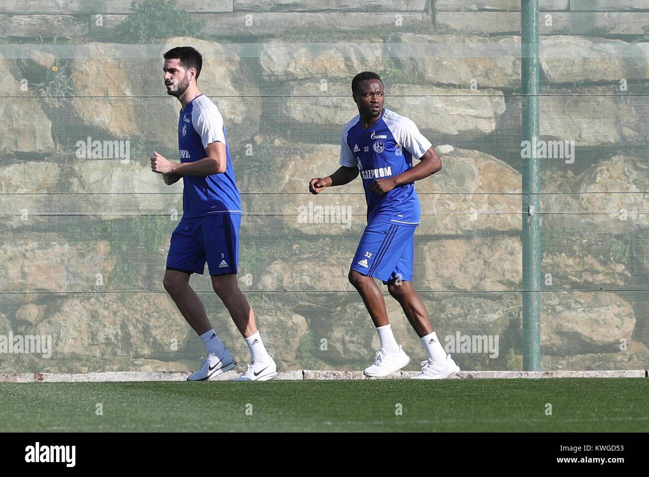 Schalke's Pablo Insua and Bernard Tekpetey train individually during ...