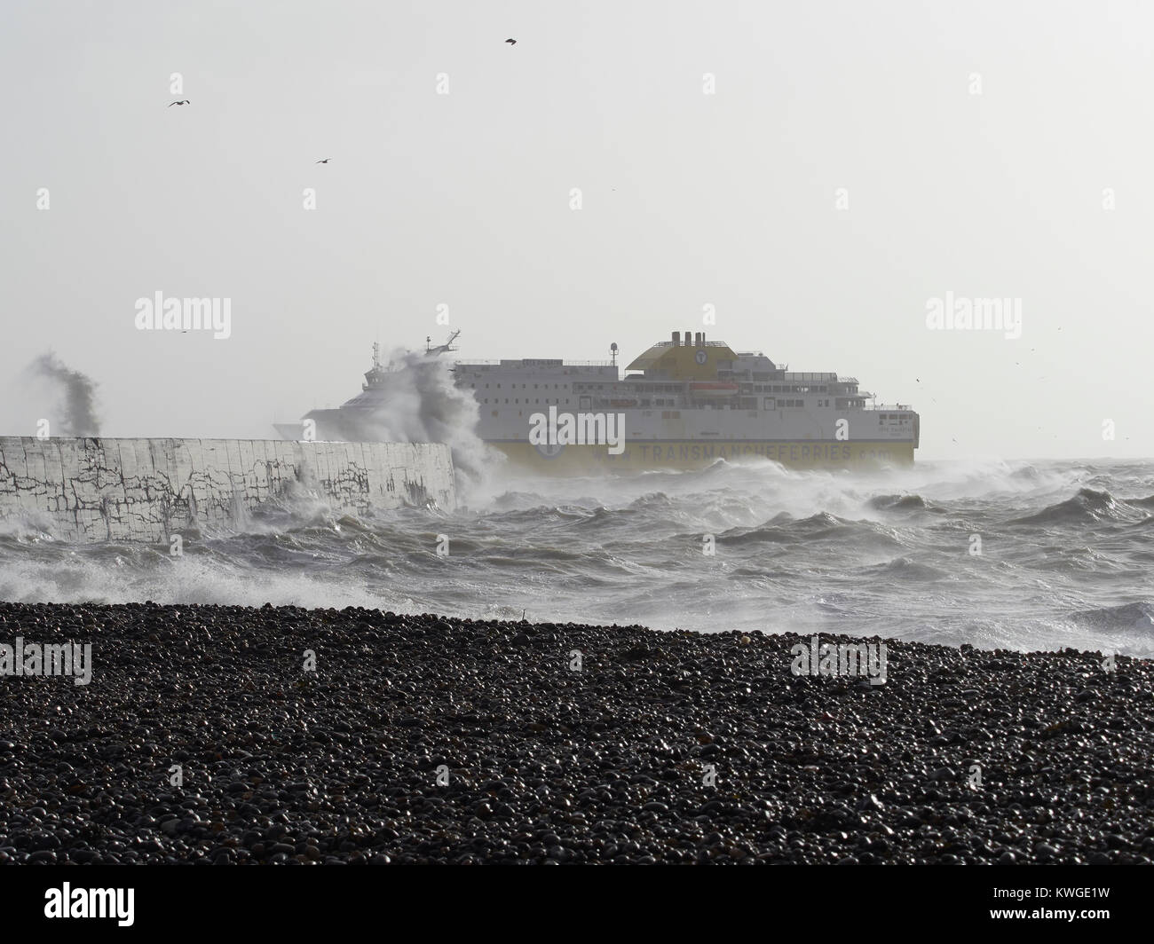 Nehaven, UK. 3rd Jan, 2018. Storm Eleanor Newhaven and the Transmance ...