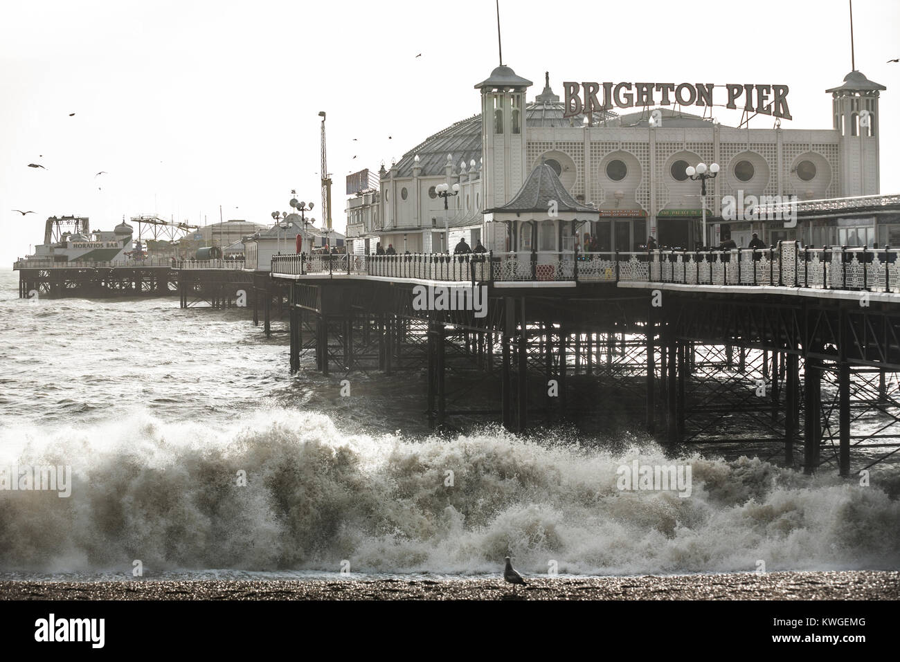 Brighton, East Sussex. 3rd January 2018. UK weather. Storm Eleanor hits ...