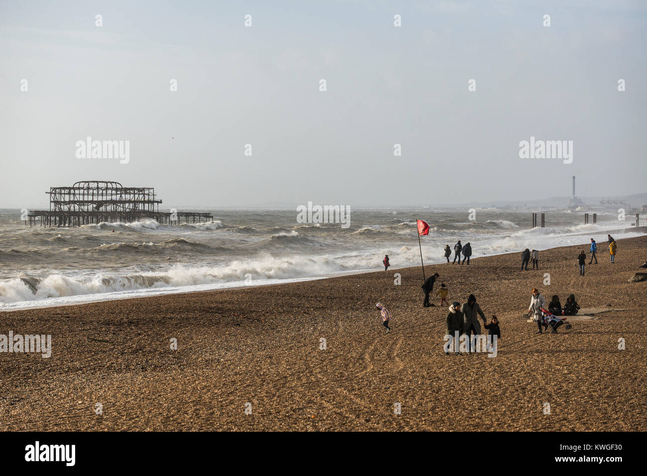 Brighton, East Sussex. 3rd January 2018. UK weather. Storm Eleanor hits ...