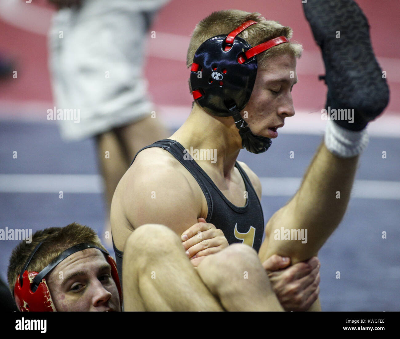 Des Moines, Iowa, USA. 15th Feb, 2017. Assumption's Trenton McDonough ...