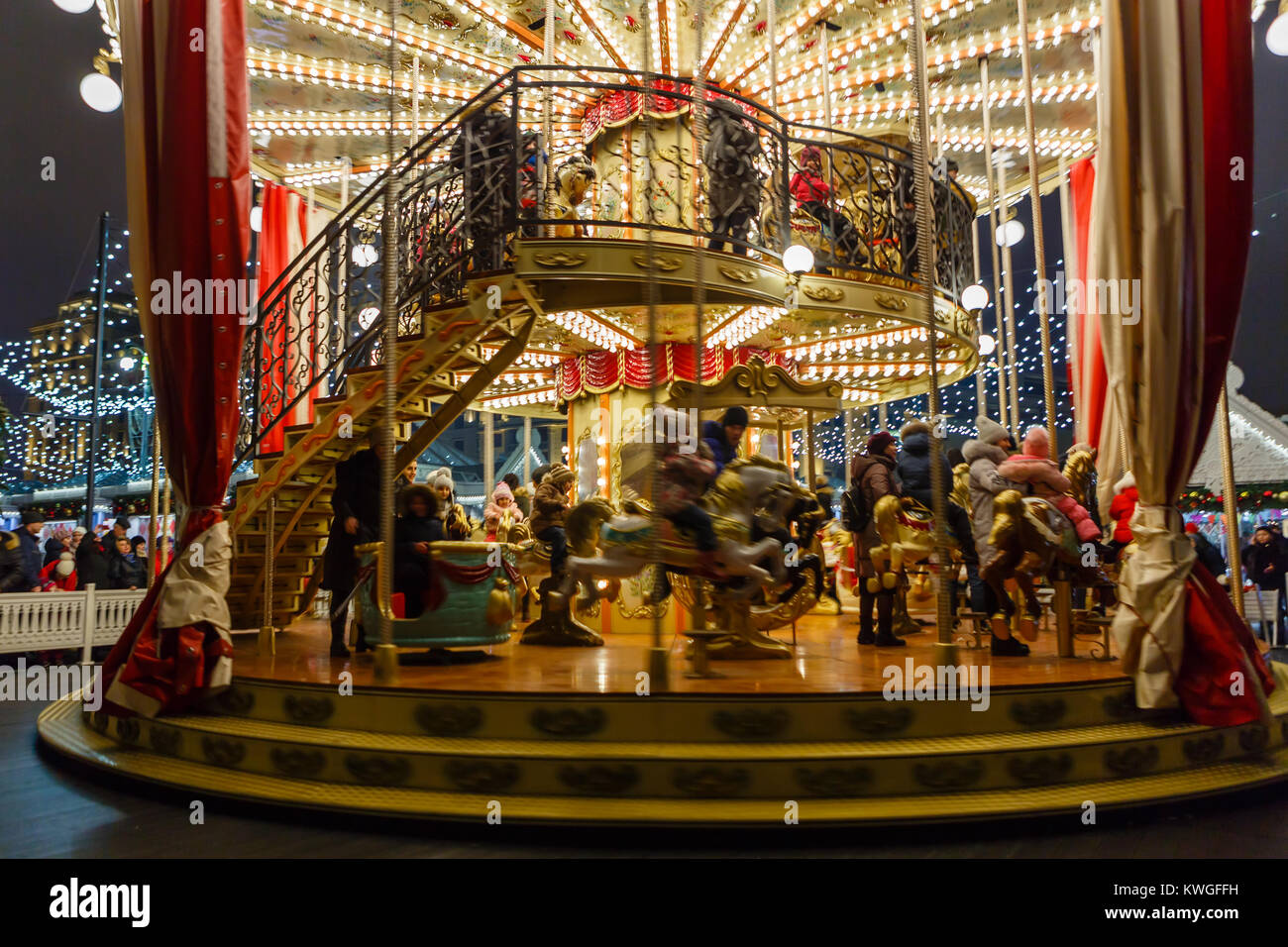 Moscow, the Russian Federation - January 02, 2018: Muscovites riding ...