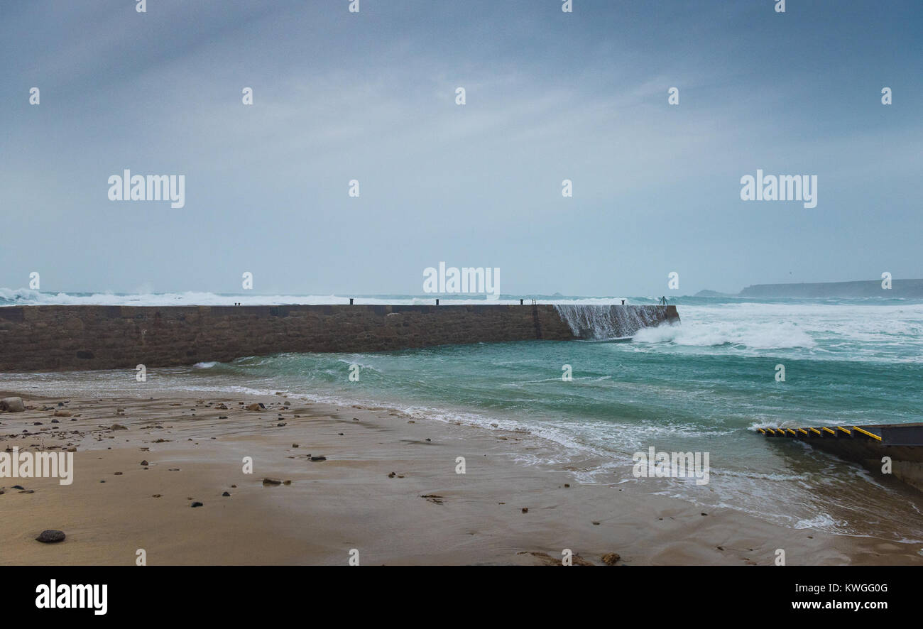 Sennen Cove, UK. 3rd Jan, 2018. Storm Eleanor Seen From Sennen Cove ...