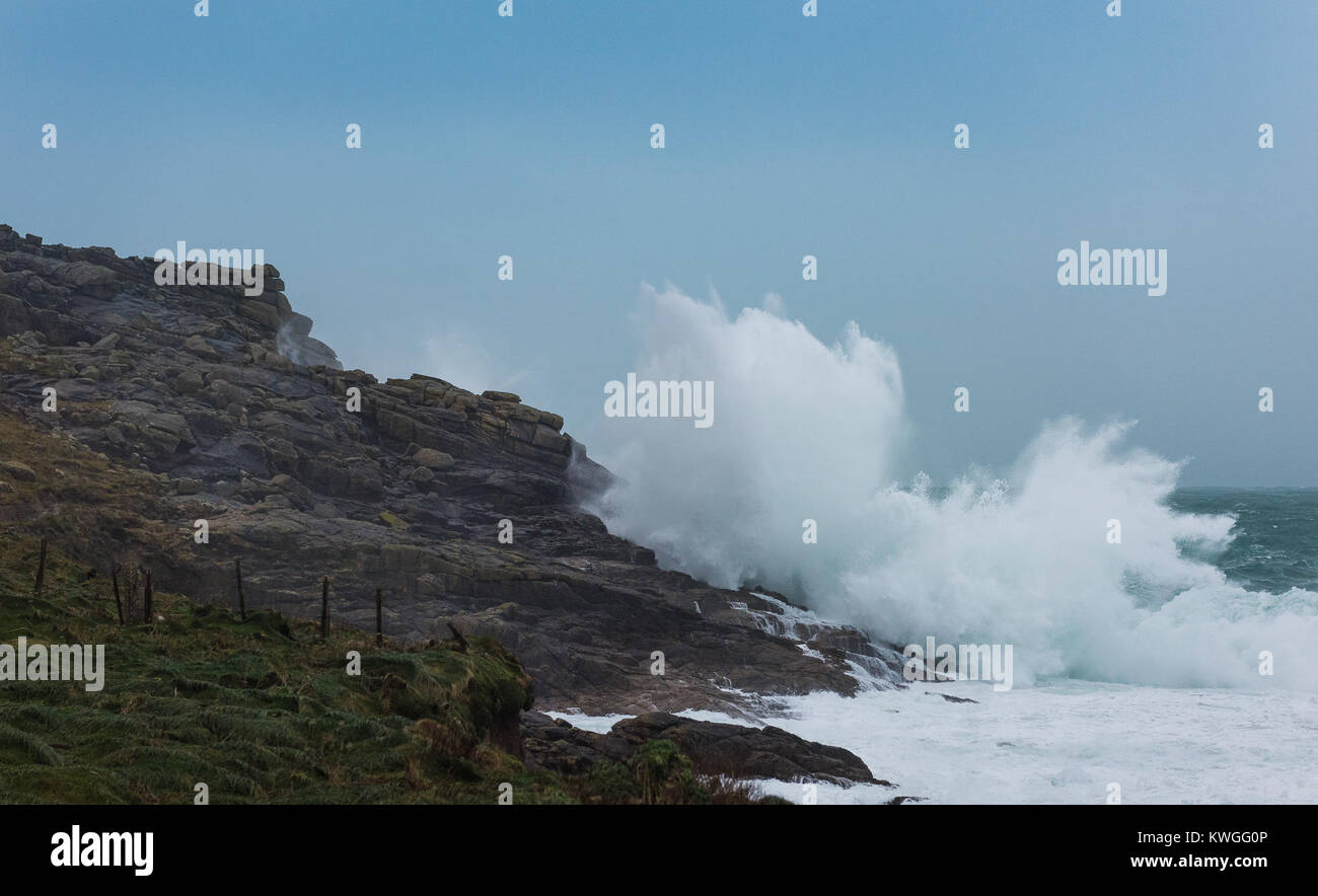 Sennen Cove, UK. 3rd Jan, 2018. Storm Eleanor Seen From Sennen Cove ...