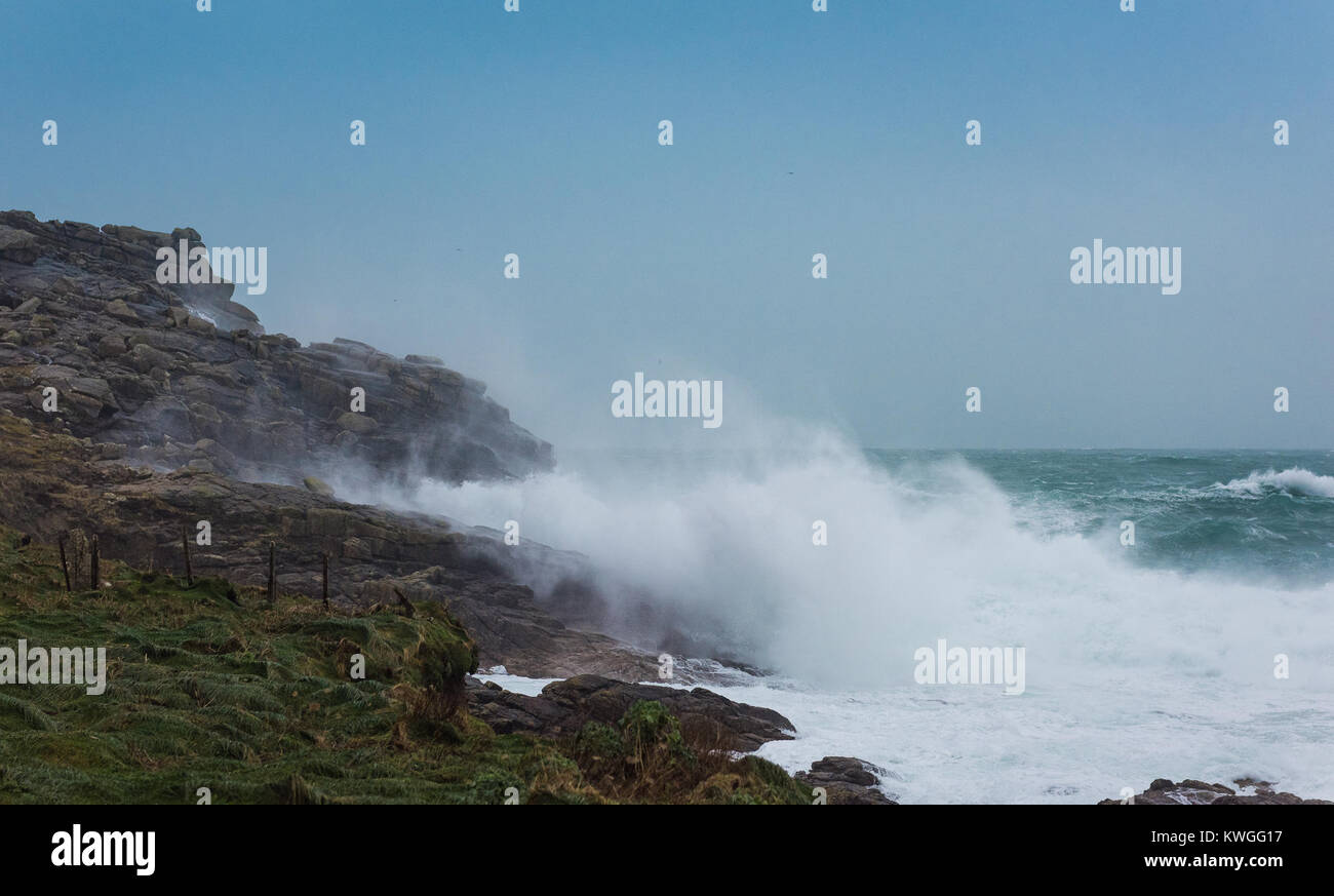 Sennen Cove, UK. 3rd Jan, 2018. Storm Eleanor Seen From Sennen Cove ...