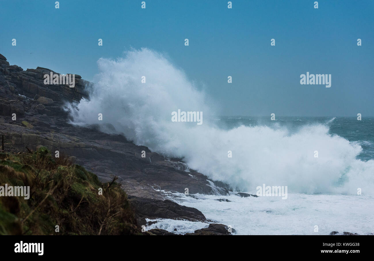 Sennen Cove, UK. 3rd Jan, 2018. Storm Eleanor Seen From Sennen Cove ...