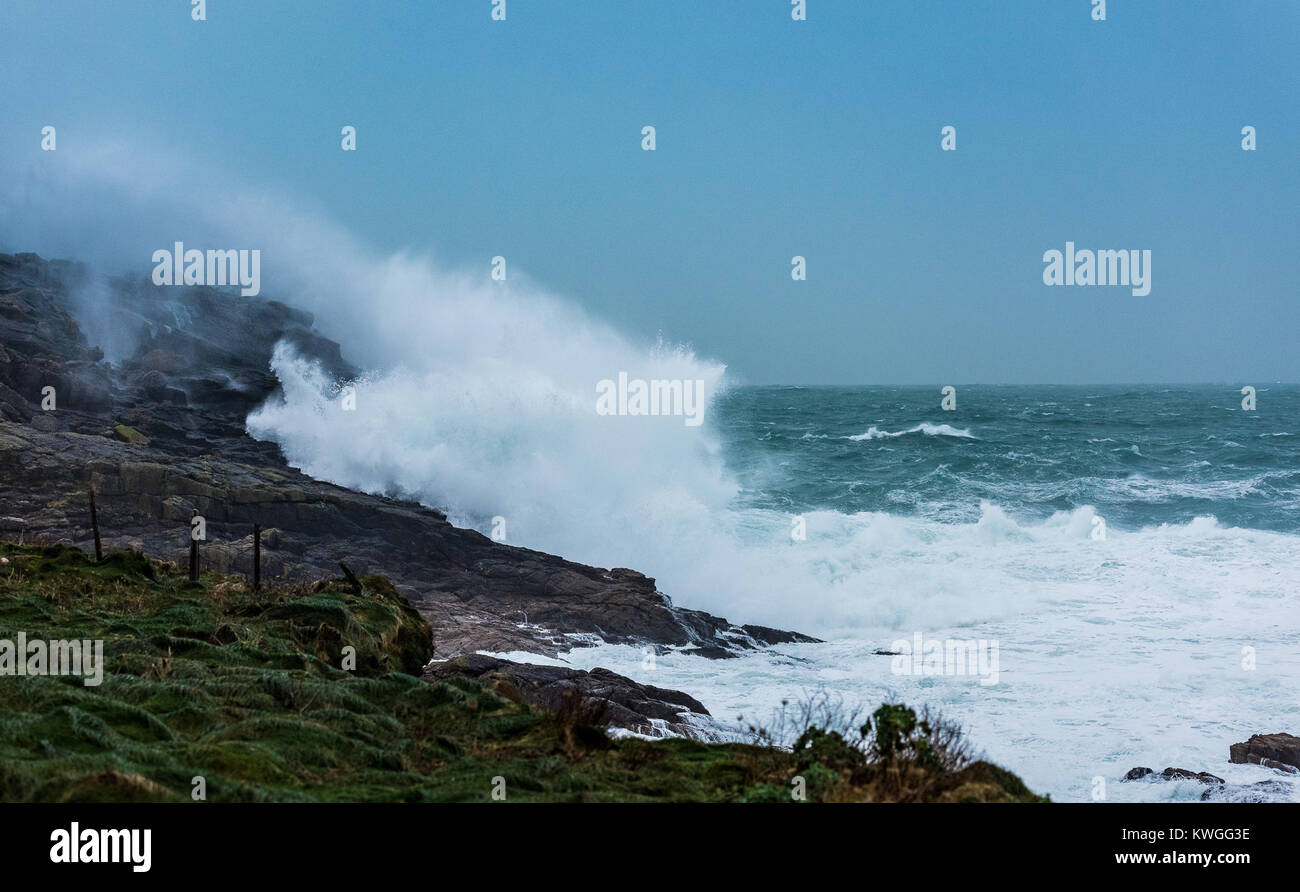 Sennen Cove, UK. 3rd Jan, 2018. Storm Eleanor Seen From Sennen Cove ...