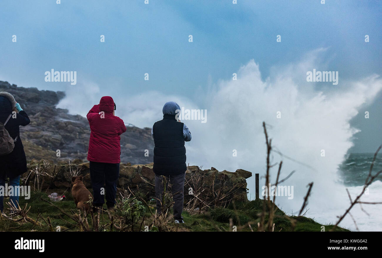 Sennen Cove, UK. 3rd Jan, 2018. Storm Eleanor Seen From Sennen Cove ...