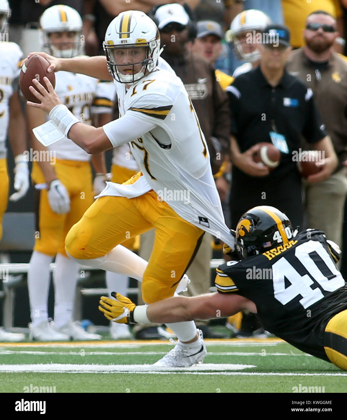 Iowa City, Iowa, USA. 1st Sep, 2017. Iowa's Parker Hesse grabs the ...