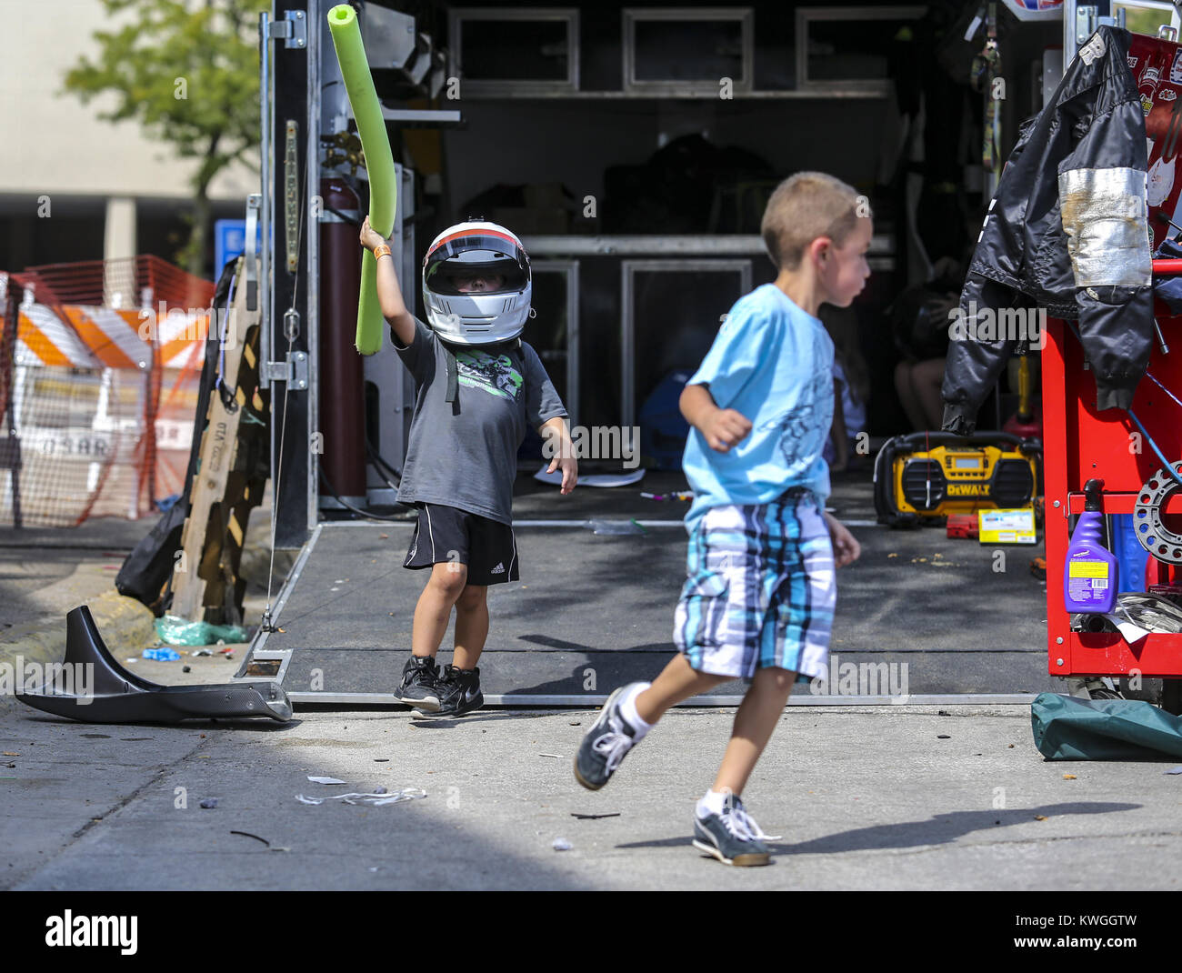 Rock Island, Iowa, USA. 3rd Sep, 2017. Levi Nimmick, 5, of Clinton ...