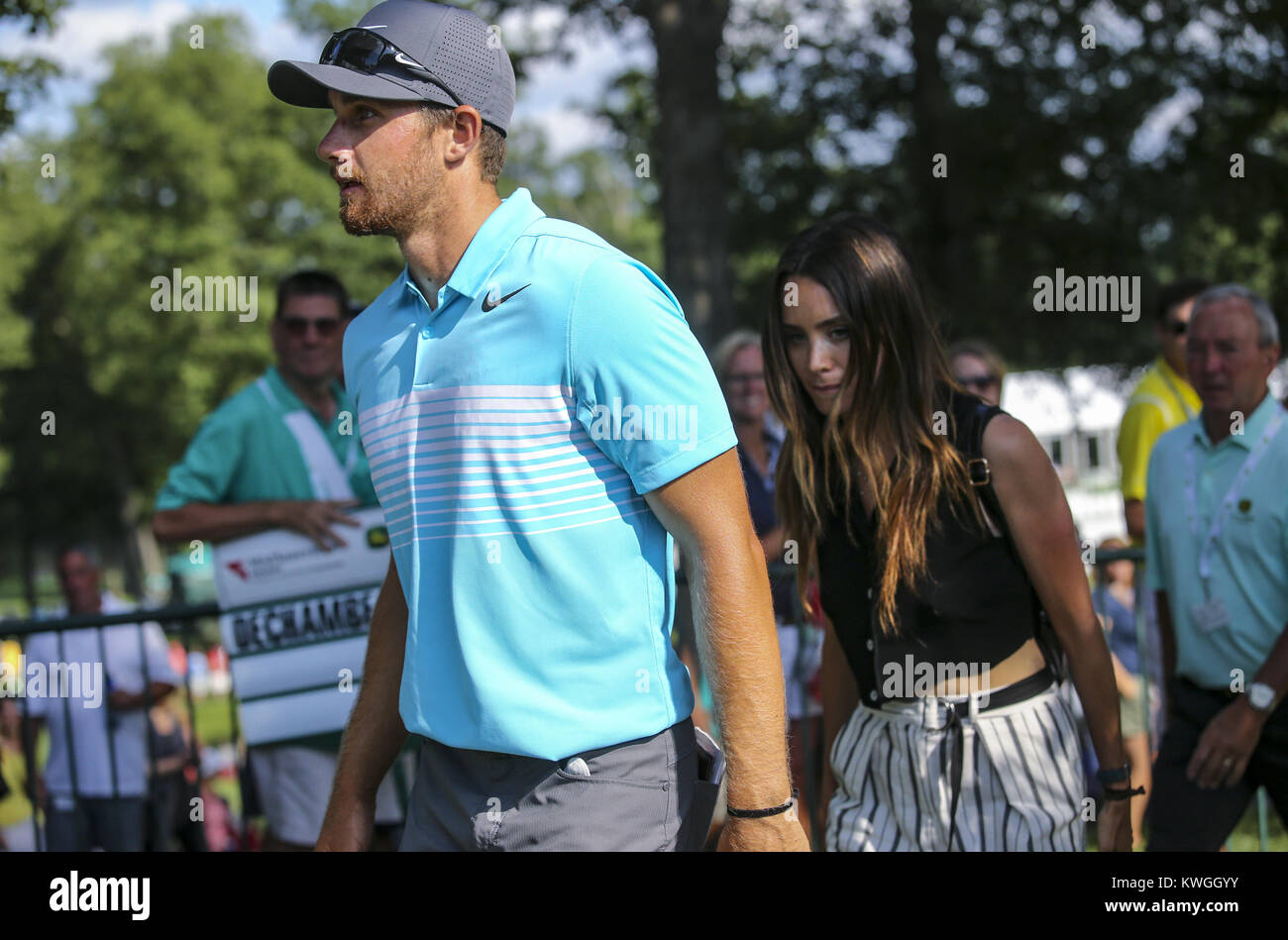 Silvis, Iowa, USA. 16th July, 2017. PGA player Patrick Rodgers walks ...