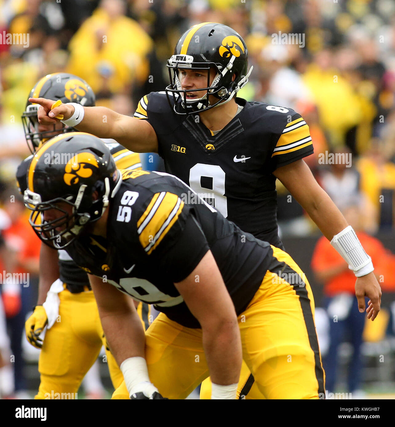 Iowa City, Iowa, USA. 7th Oct, 2017. Iowa quarterback Tyler Wiegers ...