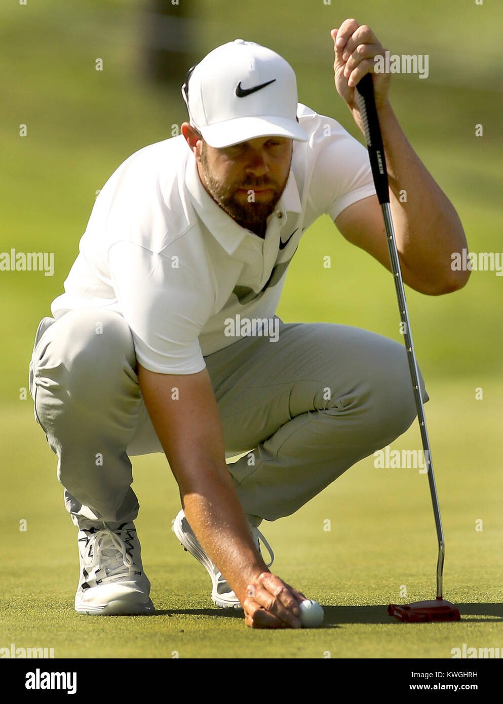 Silvis, Iowa, USA. 14th July, 2017. Kevin Tway of Edmond, OK., lines ...