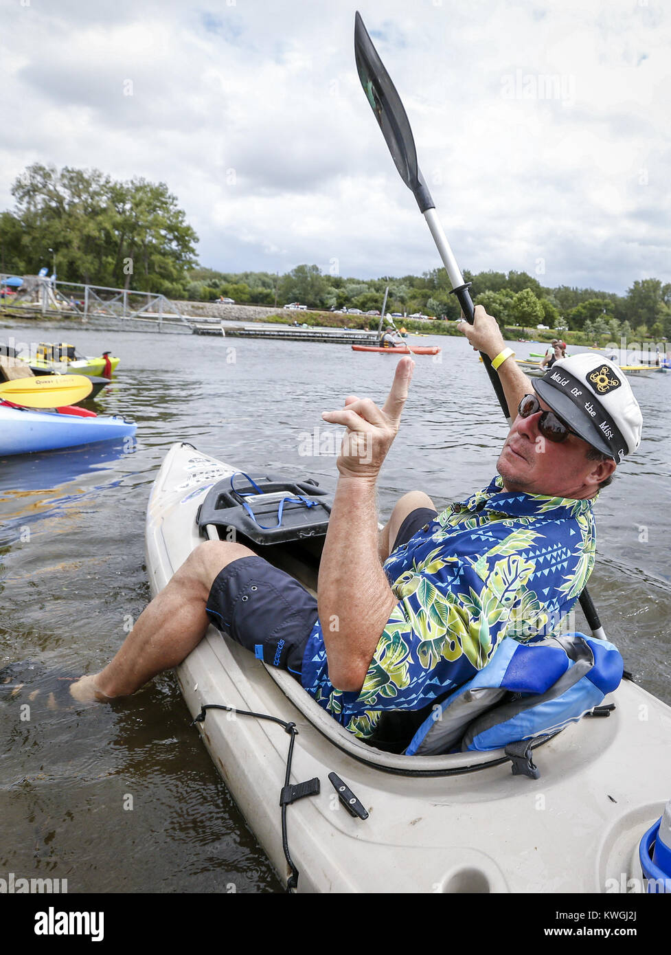 Davenport, Iowa, USA. 20th Aug, 2016. John Pecsi of Victoria takes off ...