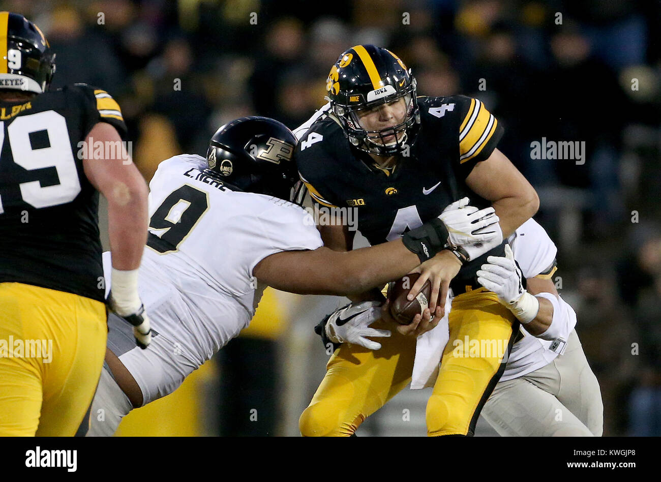 Iowa City, Iowa, USA. 18th Nov, 2017. Iowa quarterback Nate Stanley ...