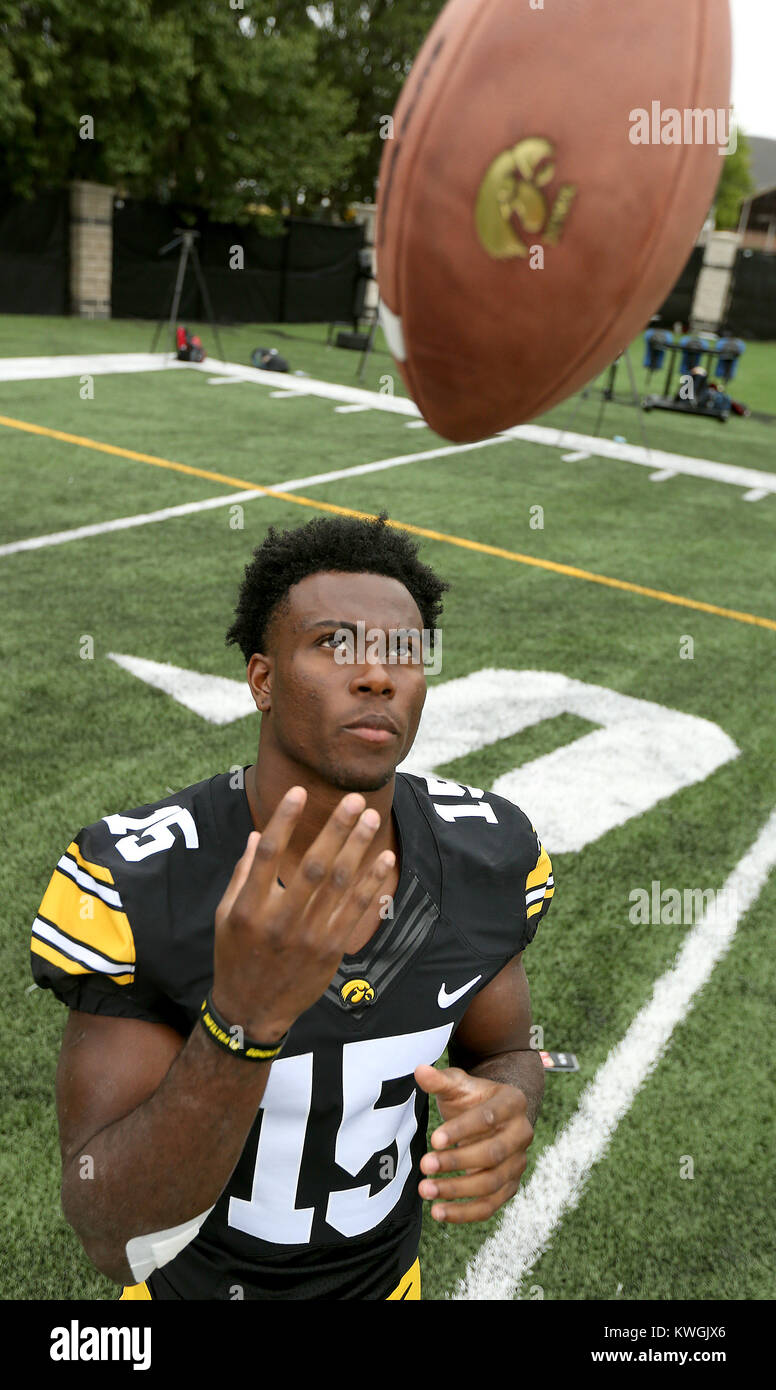 Iowa City, Iowa, USA. 5th Aug, 2017. Iowa junior Joshua Jackson tosses ...