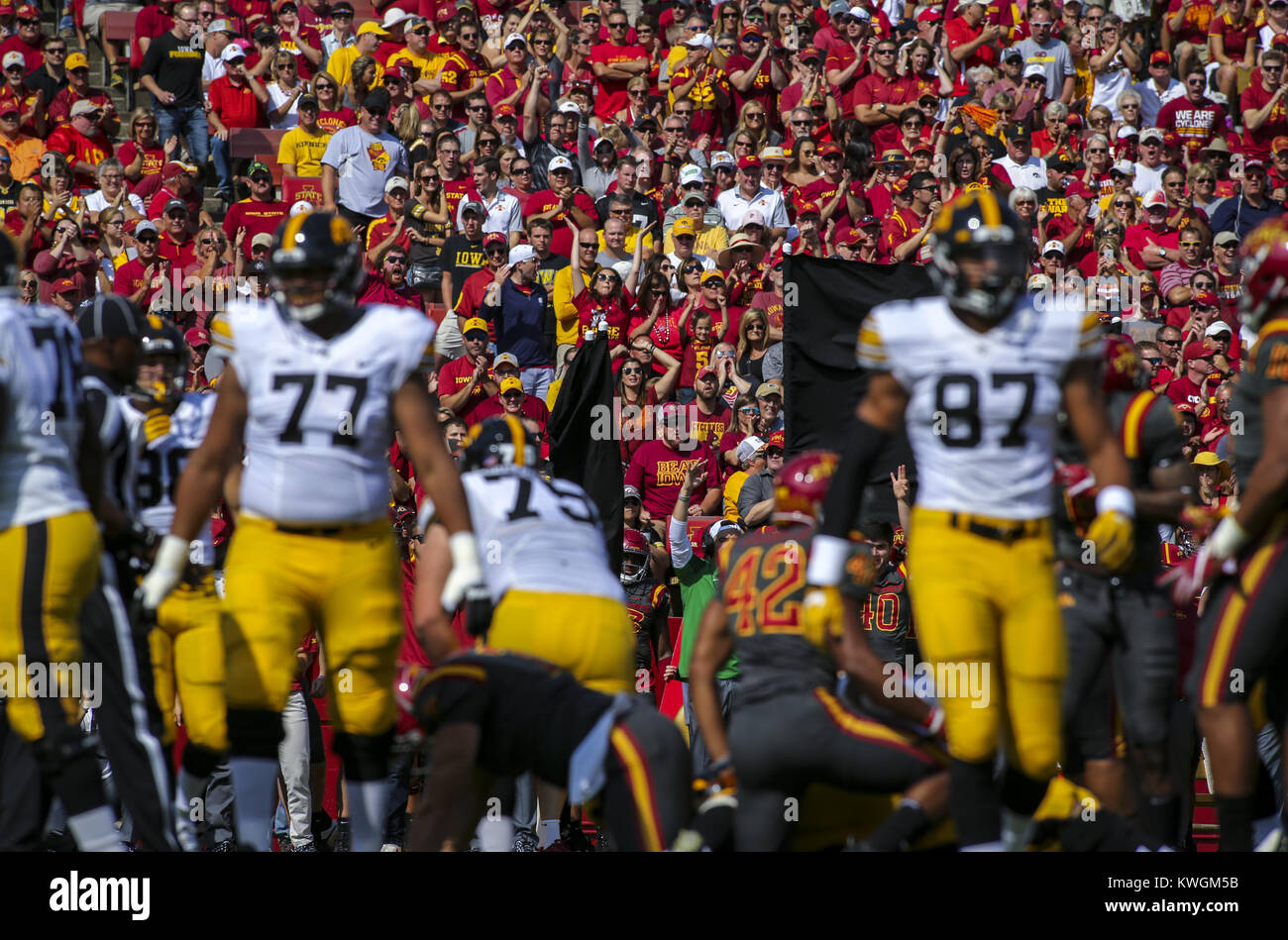 Ames, Iowa, USA. 9th Sep, 2017. Iowa State Cyclones fans cheer for ...